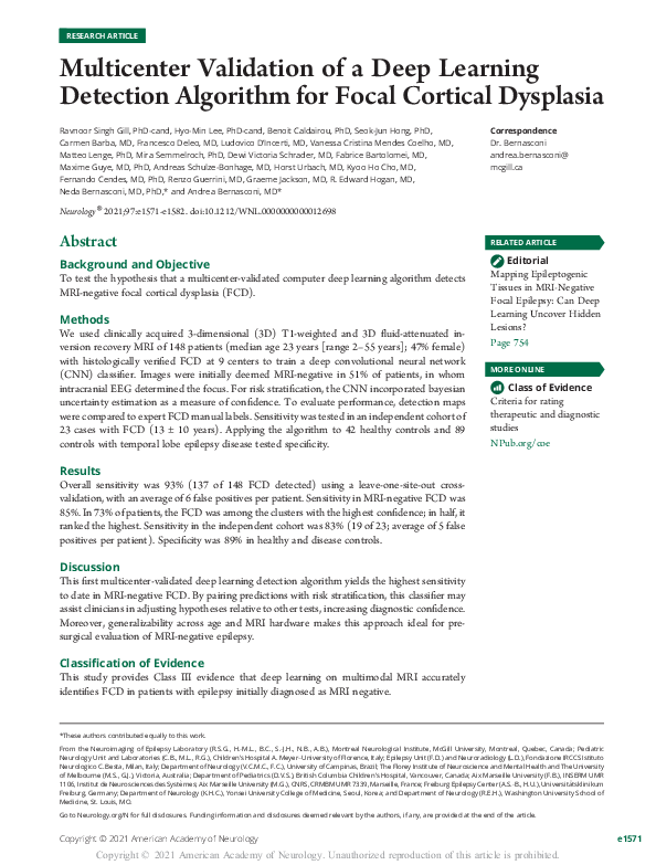 Pdf Multicenter Validation Of A Deep Learning Detection Algorithm For