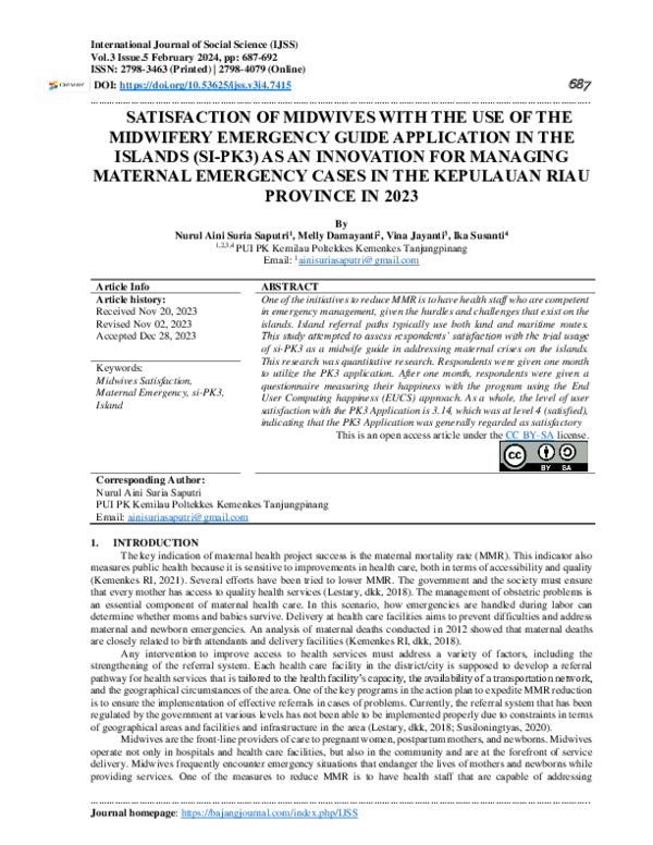 (PDF) Satisfaction of Midwives with the Use of the Midwifery Emergency ...