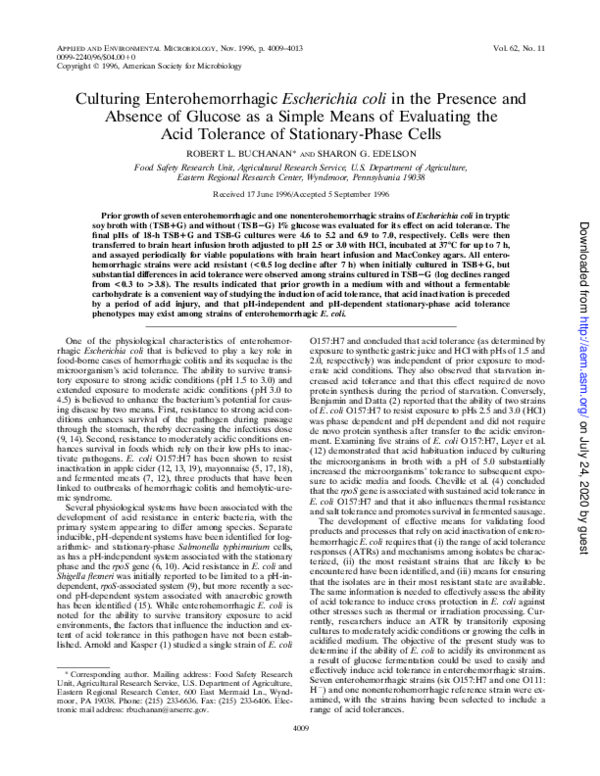(PDF) Culturing enterohemorrhagic Escherichia coli in the presence and ...