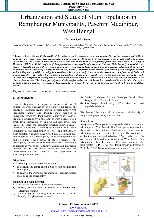 (PDF) Urbanization and Status of Slum Population in Ramjibanpur ...