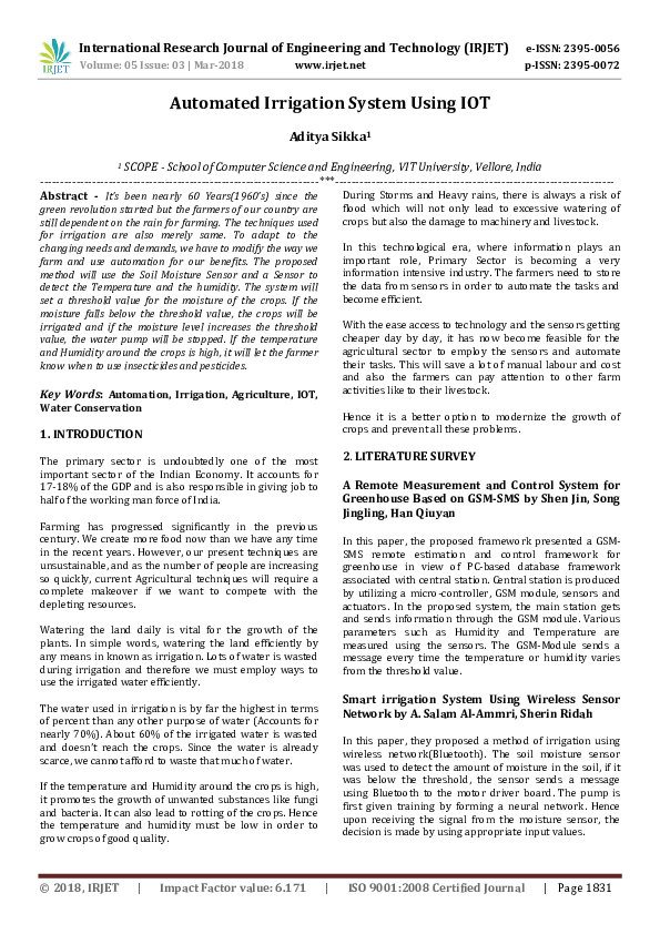 (PDF) Automated Irrigation System using IOT