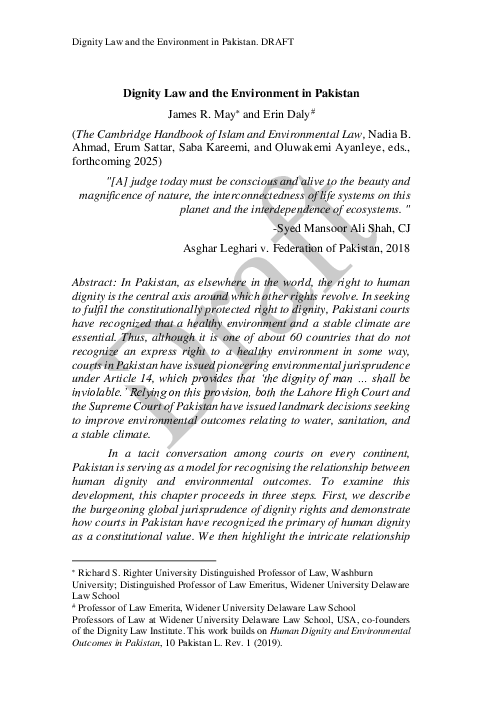 (PDF) Dignity Law and the Environment in Pakistan