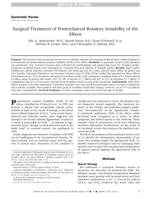 (PDF) Surgical Treatment of Posterolateral Rotatory Instability of the ...