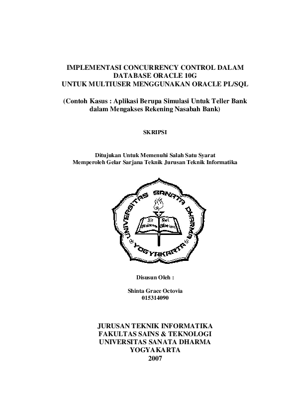 (PDF) Implementasi concurrency control dalam database Oracle 10g untuk ...
