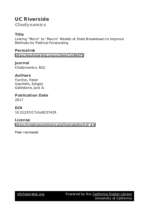(PDF) Linking “Micro” to “Macro” Models of State Breakdown to Improve ...