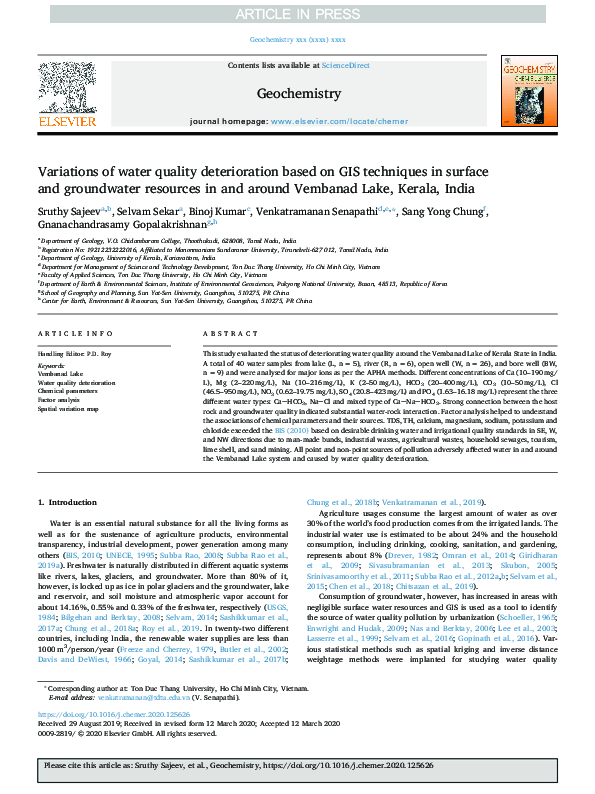 (PDF) Variations of water quality deterioration based on GIS techniques in surface and ...