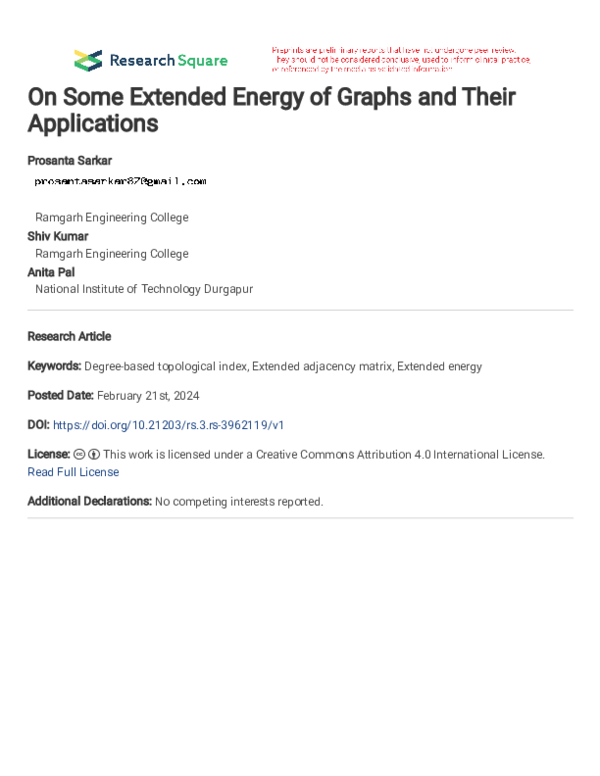 (PDF) On Some Extended Energy of Graphs and Their Applications