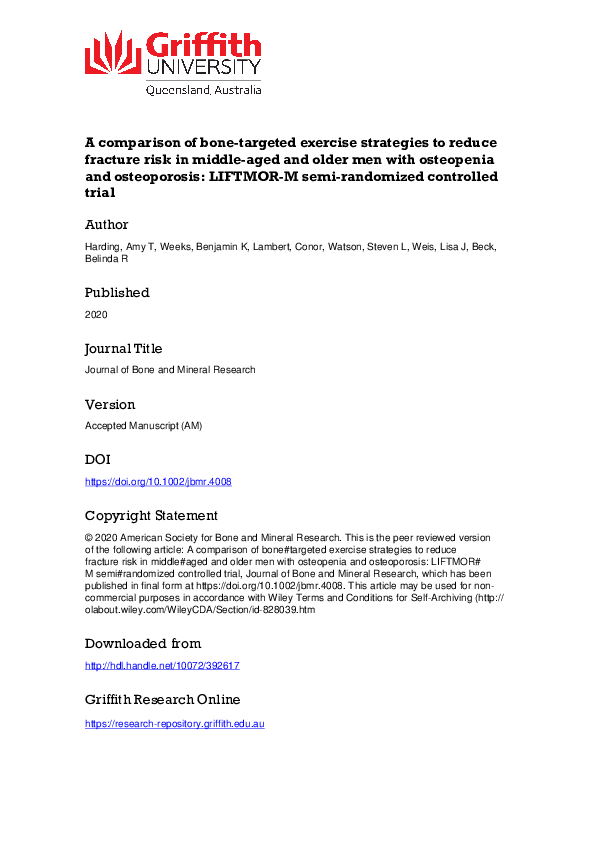 (PDF) A Comparison of Bone‐Targeted Exercise Strategies to Reduce ...