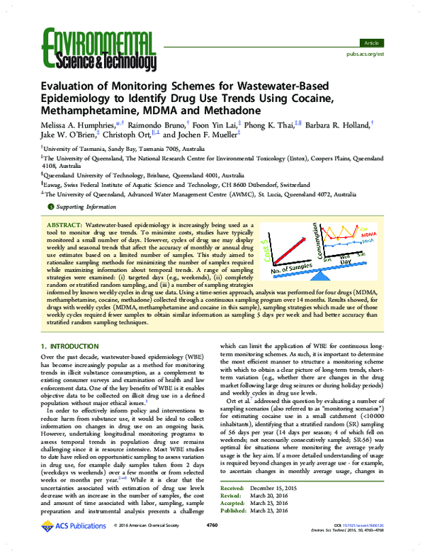 (PDF) Evaluation of Monitoring Schemes for Wastewater-Based ...