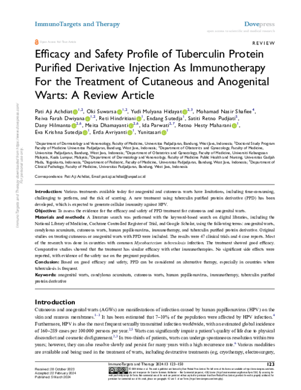 (PDF) Efficacy and Safety Profile of Tuberculin Protein Purified ...