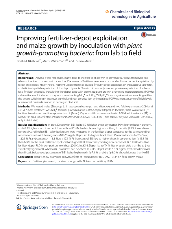 (PDF) Improving fertilizer-depot exploitation and maize growth by ...