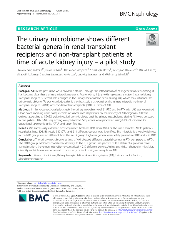 (PDF) The urinary microbiome shows different bacterial genera in renal ...