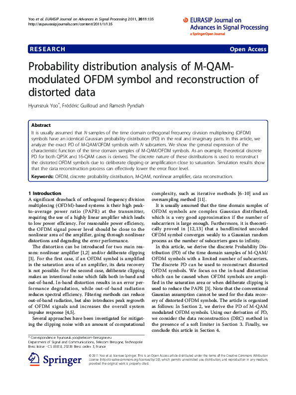 (PDF) Probability distribution analysis of M-QAM-modulated OFDM symbol ...