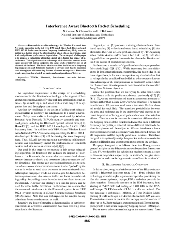 (PDF) Interference aware Bluetooth packet scheduling