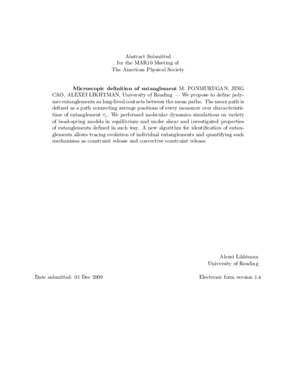 (PDF) Microscopic definition of entanglement
