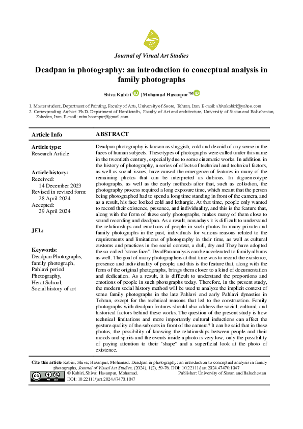 (PDF) Deadpan in photography: an introduction to conceptual analysis in ...