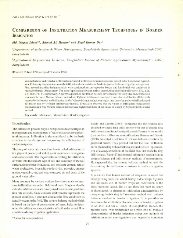 (PDF) Comparision of Infiltration Measurement Techniques in Border ...