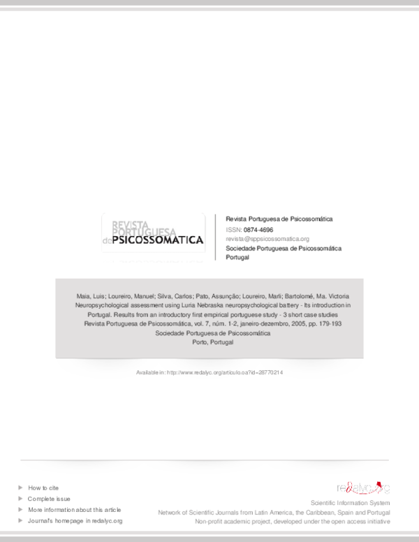 (PDF) Neuropsychological assessment using Luria Nebraska ...