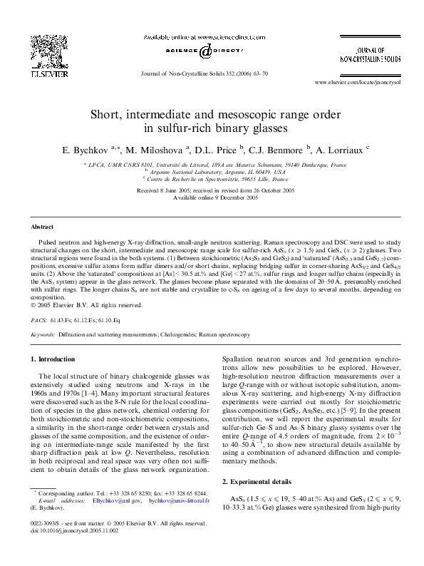 (PDF) Short, intermediate and mesoscopic range order in sulfur-rich ...
