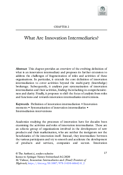 (PDF) What Are Innovation Intermediaries?