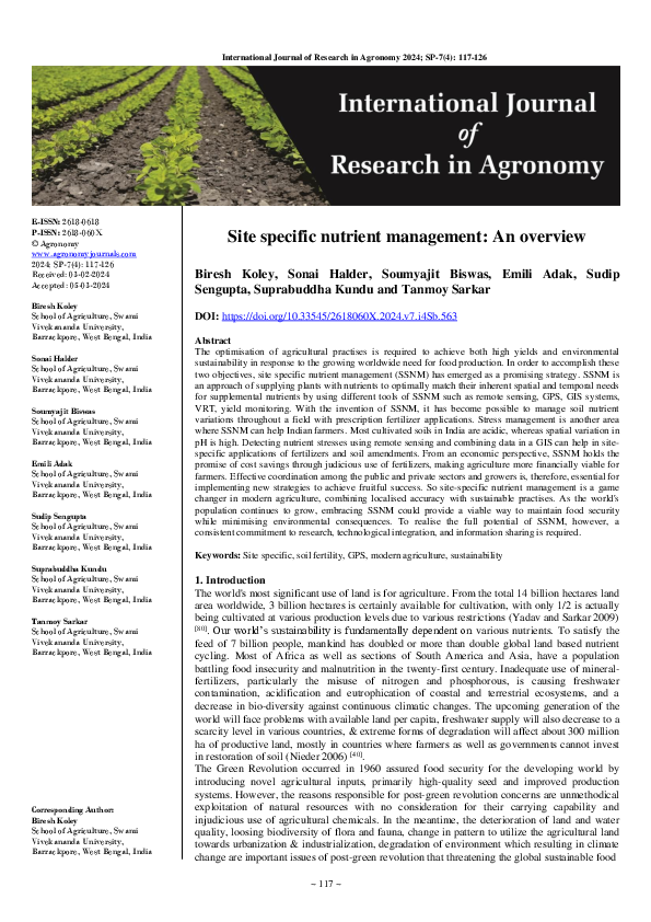 (PDF) Site specific nutrient management: An overview