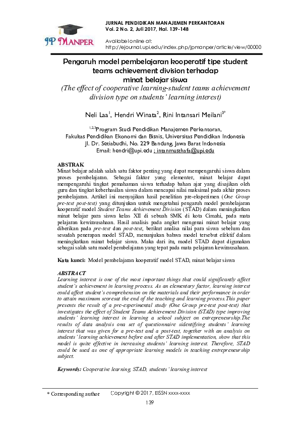 (PDF) Pengaruh Model Pembelajaran Kooperatif Tipe Student Teams Achievement Division Terhadap ...