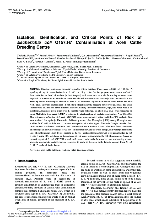 (PDF) Isolation, Identification, and Critical Points of Risk of ...