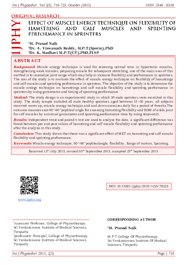 (PDF) Effect of Muscle Energy Technique on Flexibility of Hamstring and ...