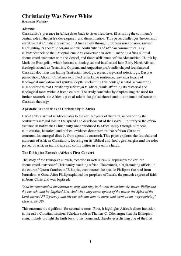 (PDF) Christianity Was Never White