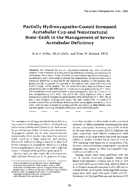 (PDF) Partially hydroxyapatite-coated stemmed acetabular cup and ...