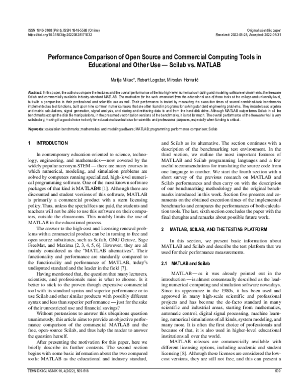 (PDF) Performance Comparison of Open Source and Commercial Computing ...