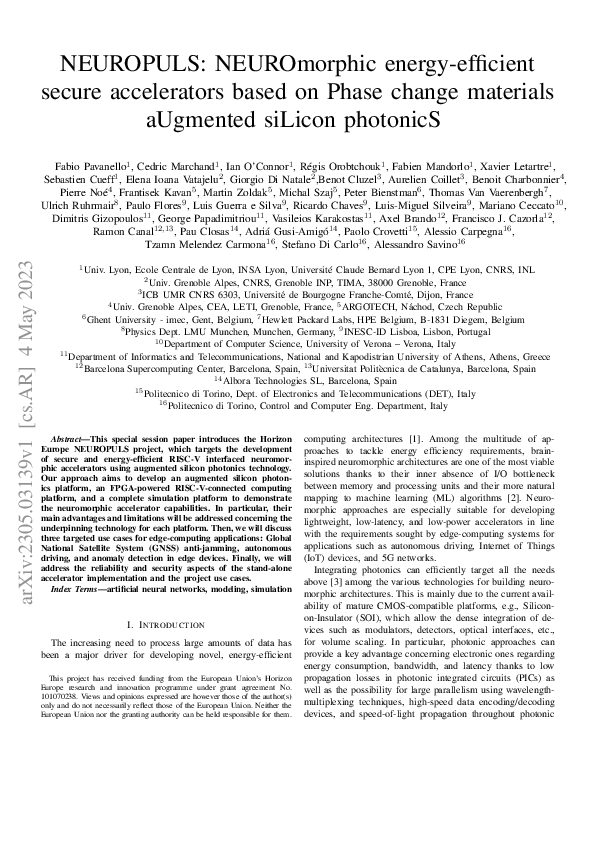 (PDF) NEUROPULS: Secure Energy-Efficient Neuromorphic Accelerators
