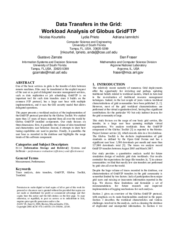 (PDF) Data transfers in the grid