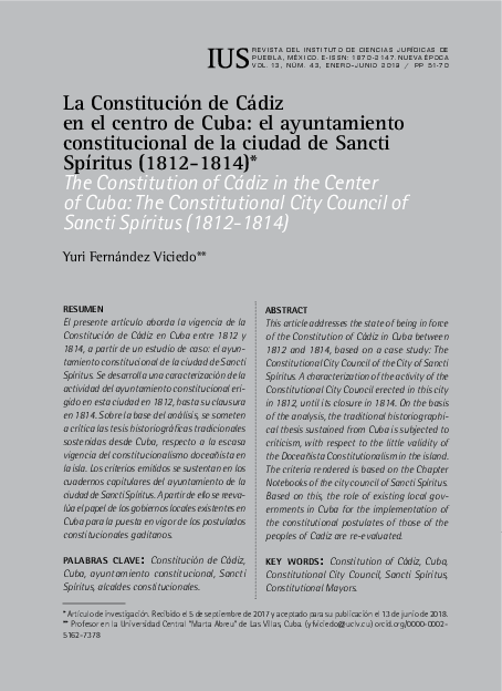 (PDF) La Constitución de Cádiz en el centro de Cuba: el ayuntamiento ...