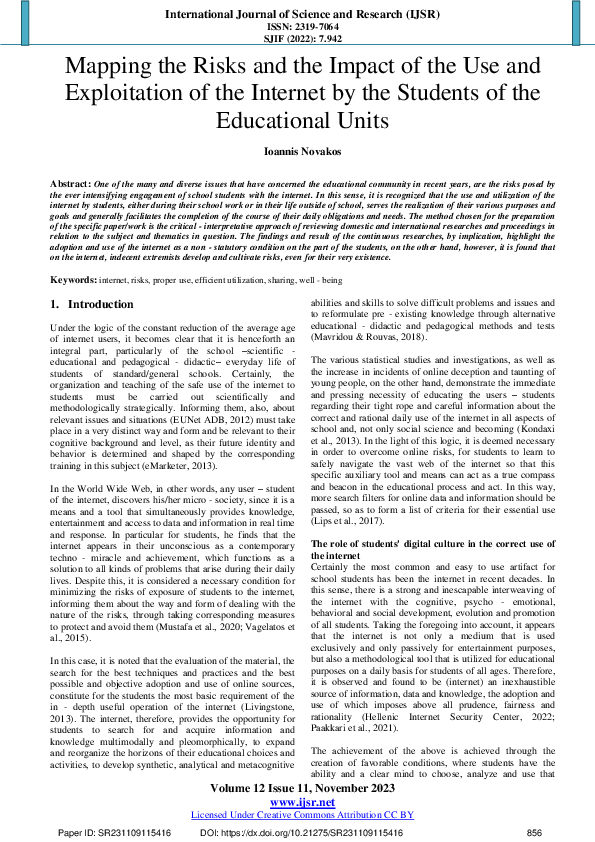 (PDF) Mapping the Risks and the Impact of the Use and Exploitation of ...