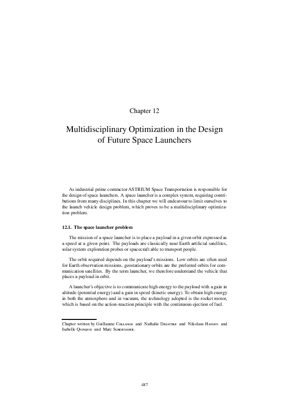 (PDF) Multidisciplinary Optimization in the Design of Future Space Launchers