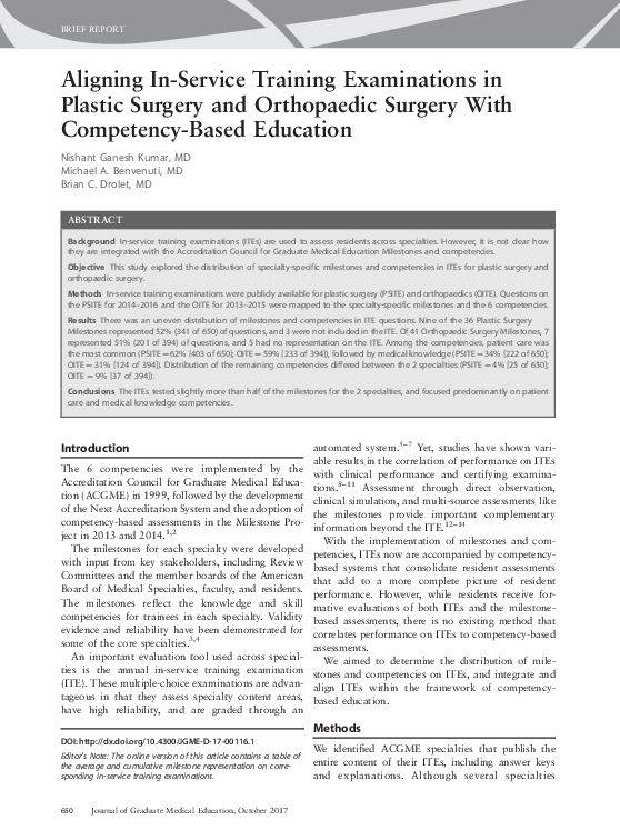 (PDF) Aligning In-Service Training Examinations in Plastic Surgery and ...