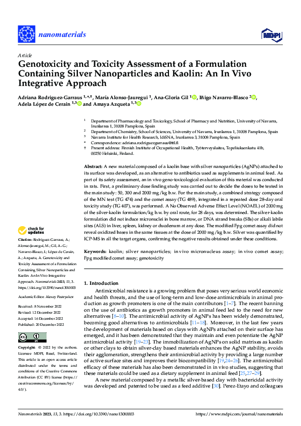 (PDF) Genotoxicity and Toxicity Assessment of a Formulation Containing Silver Nanoparticles and ...