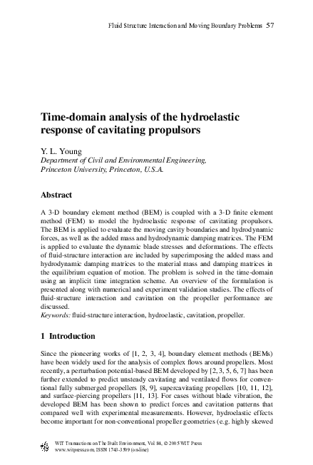 (PDF) Time-domain Analysis Of The HydroelasticResponse Of Cavitating Propulsors