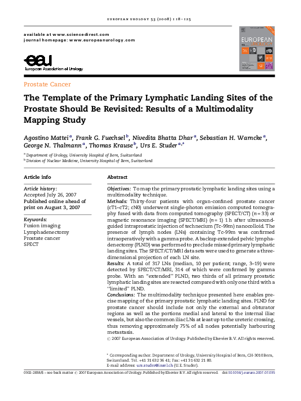 (PDF) The Template of the Primary Lymphatic Landing Sites of the ...