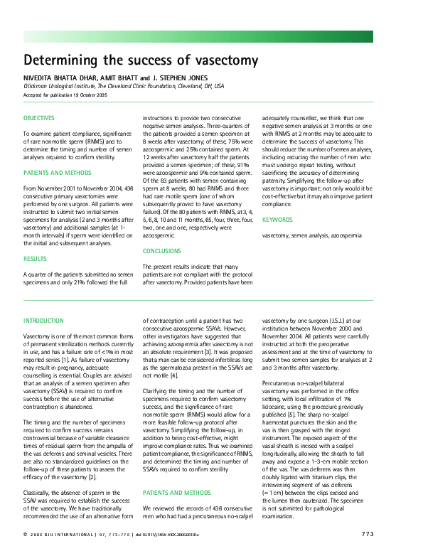 (PDF) Determining the success of vasectomy