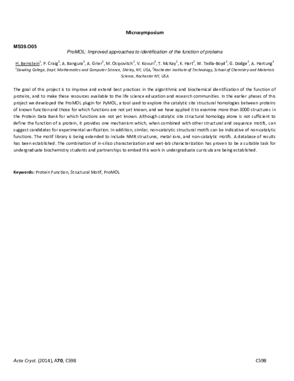 (PDF) ProMOL: Improved approaches to identification of the function of ...