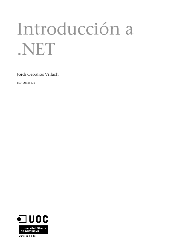 (PDF) Introducción a .NET