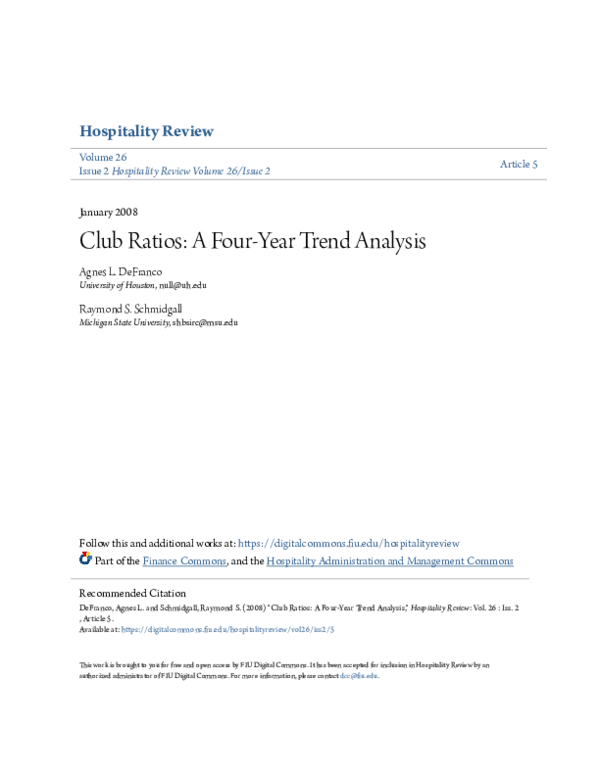 (PDF) Club Ratios: A Four-Year Trend Analysis
