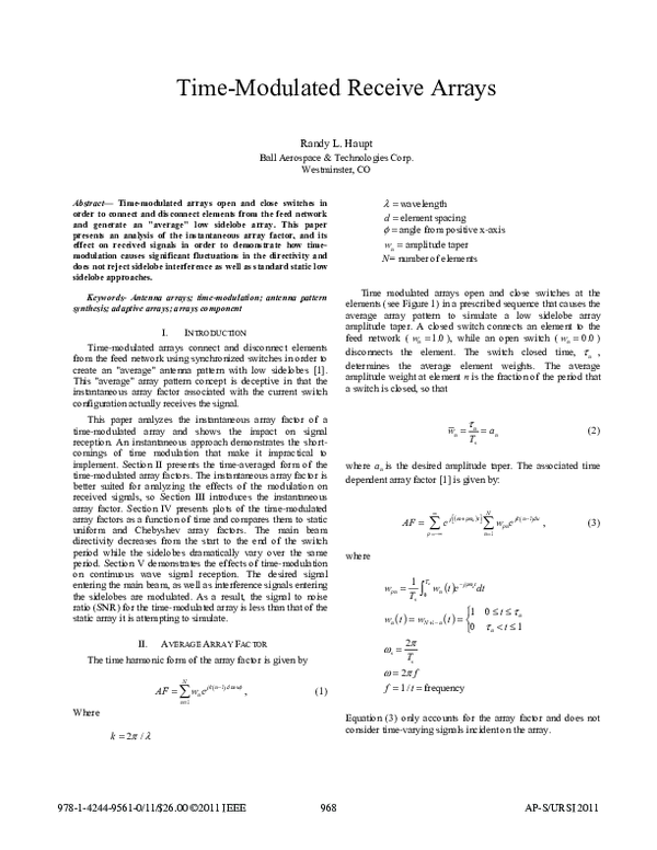 (PDF) Time-modulated receive arrays