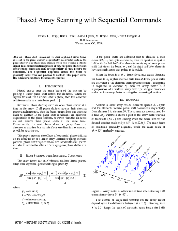 Pdf Phased Array Scanning With Sequential Commands
