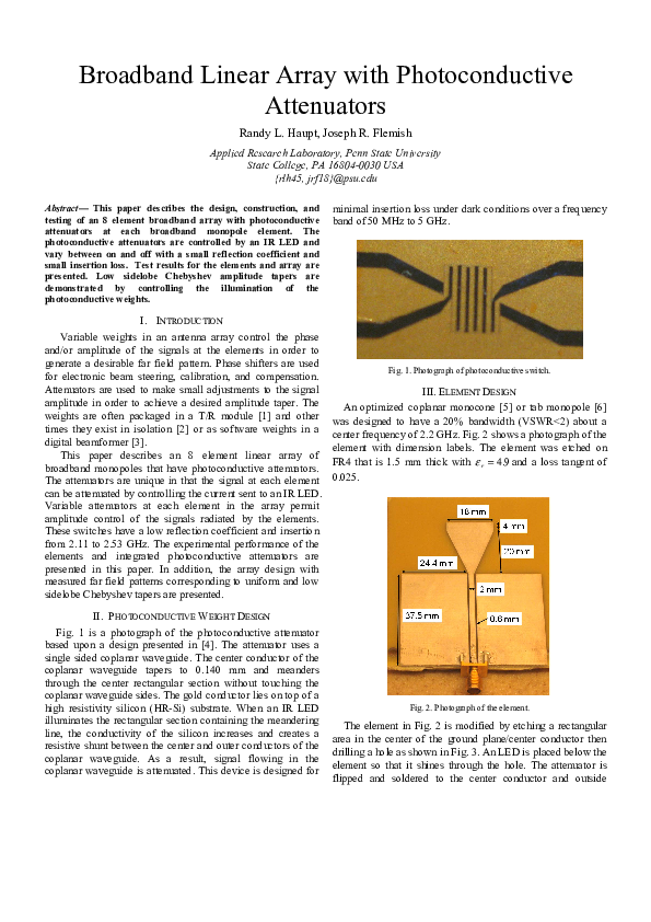 (PDF) Broadband linear array with photoconductive attenuators
