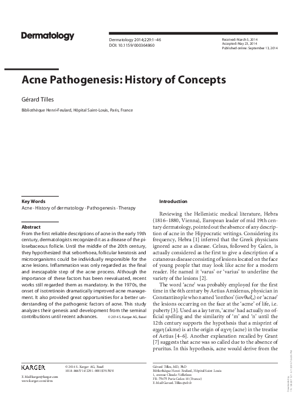 (PDF) Acne Pathogenesis: History of Concepts