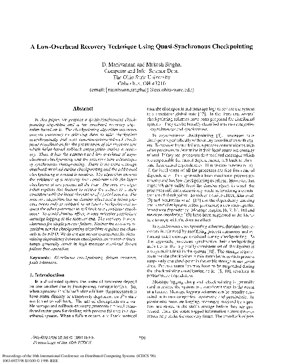 (PDF) A low-overhead recovery technique using quasi-synchronous ...