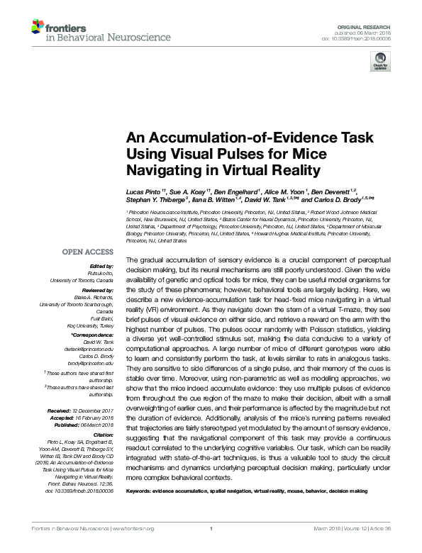 (PDF) An Accumulation-of-Evidence Task Using Visual Pulses for Mice ...
